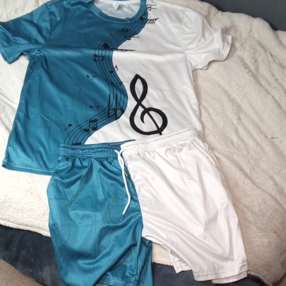 short and shirt set | Other | Adidas Blue And White Music Note Set ...